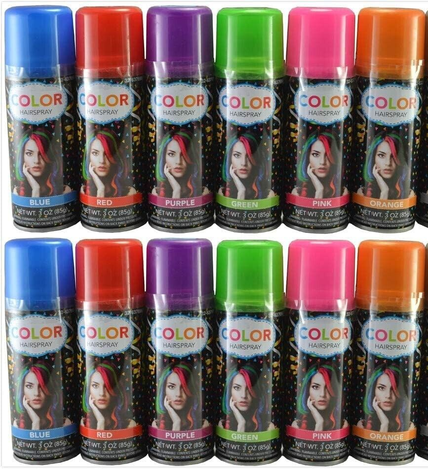 Temporary Hair Color Spray 6 Colors Crazy Hair Neon Hair Dye Spray , 6 ...