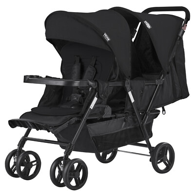 Double Stroller Foldable Baby Travel Stroller 2 Seat for 2 Kids w ...
