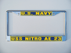 USS NITRO AE 23 License Plate Frame U S Navy USN Military Car-Truck ...