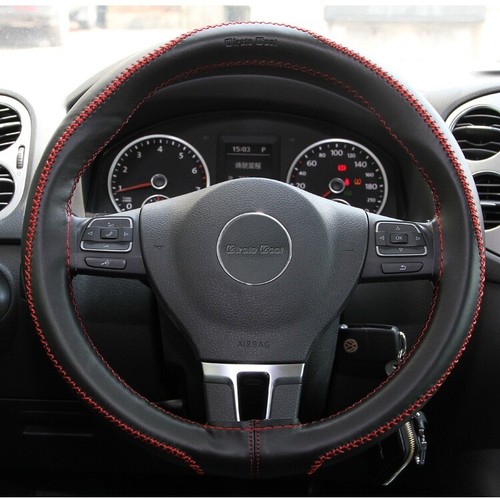 New Stitch On Pvc Steering Wheel Skin Wrap Cover Black Red W Needle