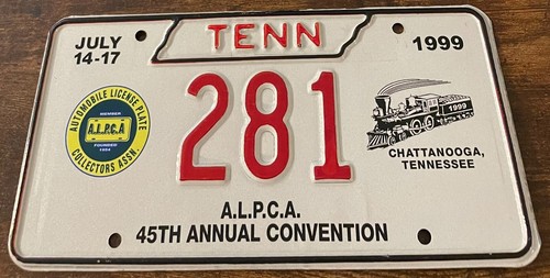 1999 ALPCA Convention Chattanooga Tennessee Booster License Plate 281 ...