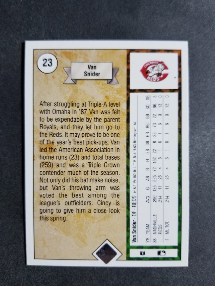 1989 Upper Deck rookie VAN SNIDER card # 23 [C14] | eBay