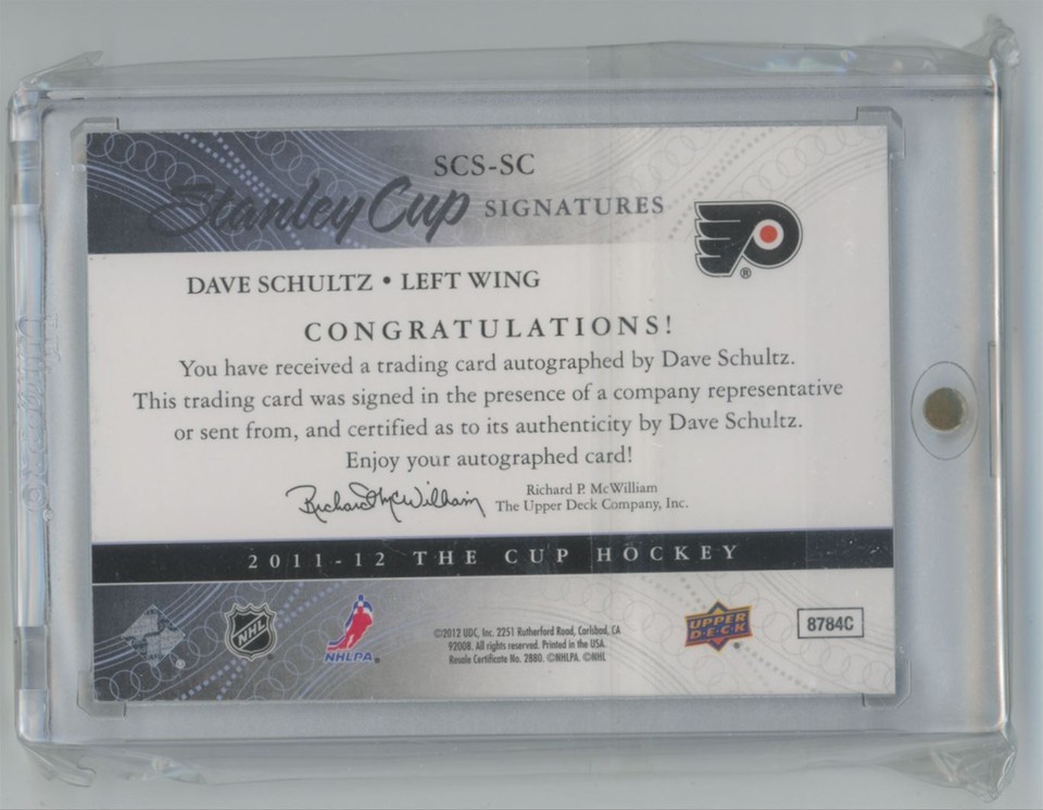 2011-12 Upper Deck The Cup Stanley Signatures Dave Schultz /50 #SCS-SC ...