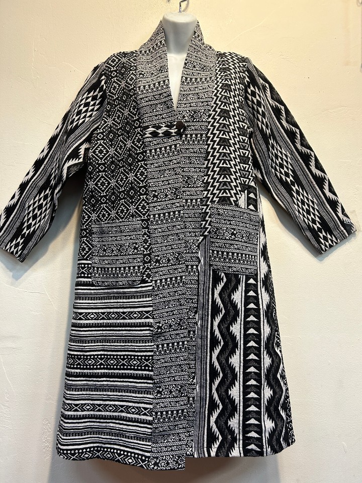 Nwt SACRED THREADS boho patch bohemian funky tapestry cotton JACKET ...