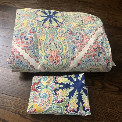 Pottery Barn Full Queen Penelope Medallion Organic Cotton Duvet Cover ...