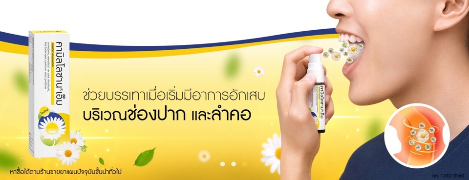 Pack 3 pcs Kamillosan M Mouth Spray Chamomile Oral Bacterial Tonsil Bad ...