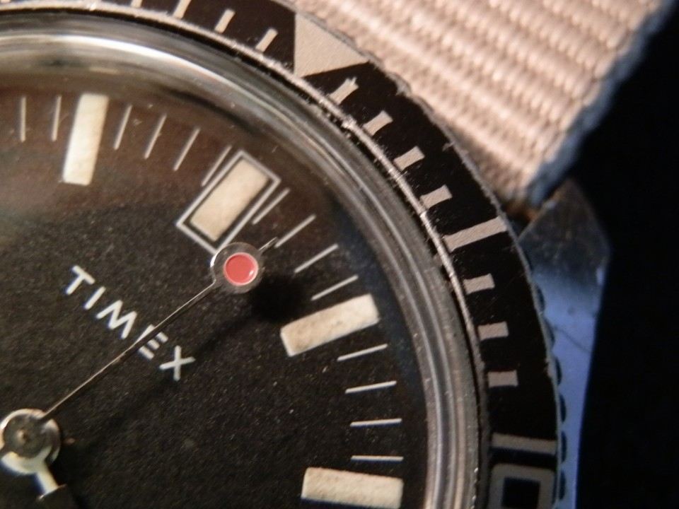 Timex Vintage Diver Watch Red Dot Mechanical Manual Wind | eBay