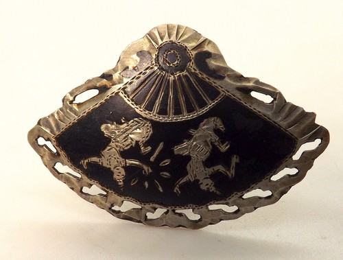 VINTAGE SIAM SILVER STERLING 925 SIGNED E SENG CHONG FAN SHAPED CUTOUT ...