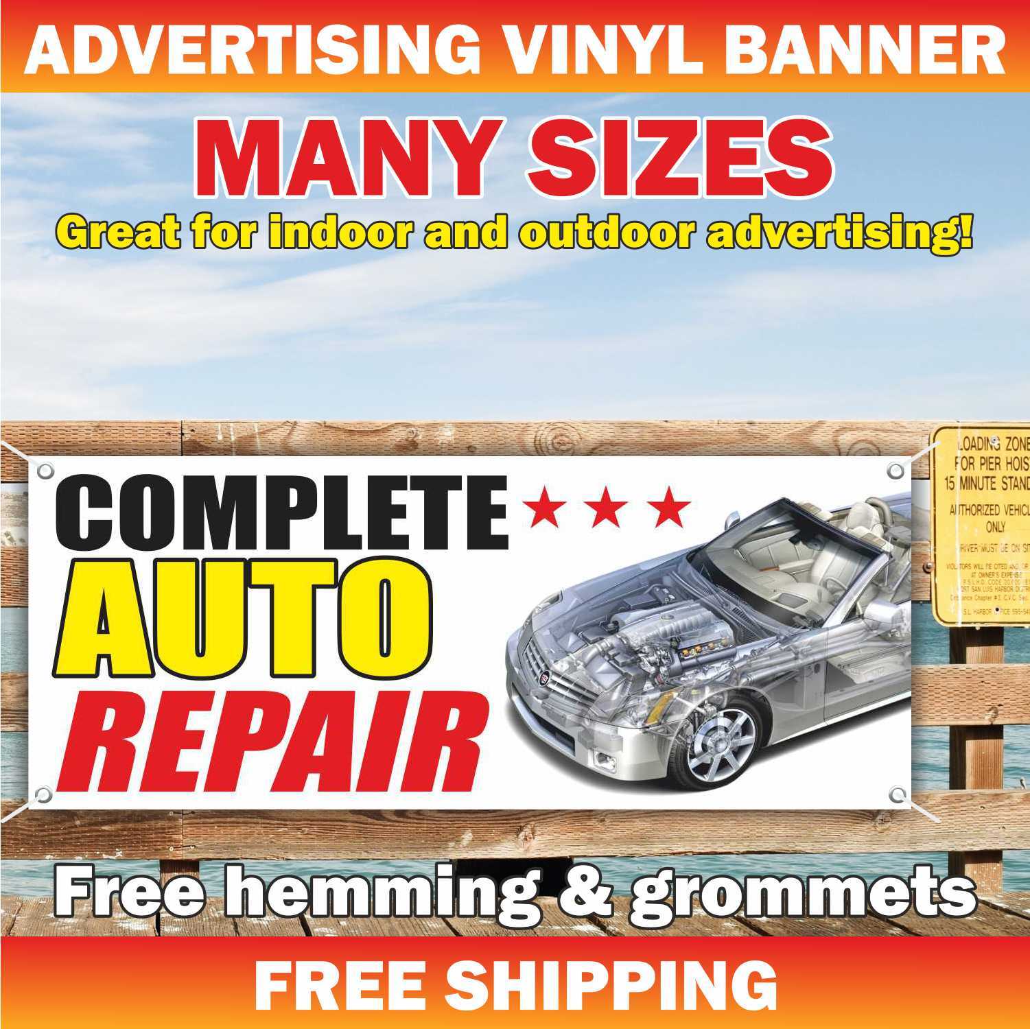 COMPLETE AUTO REPAIR Advertising Banner Vinyl Mesh Sign car service ...