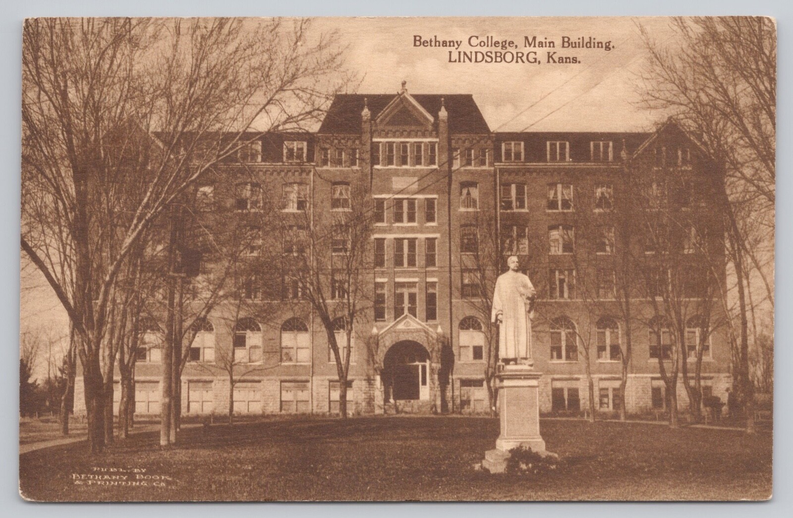 Kansas (KS) View Postcard - Bethany College, Main Building - Lindsborg, Kans. | eBay