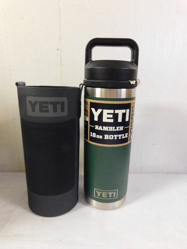 YETI Rambler with Chug Cap 18 oz Hunter Green with Clip Sling Sleeve ...