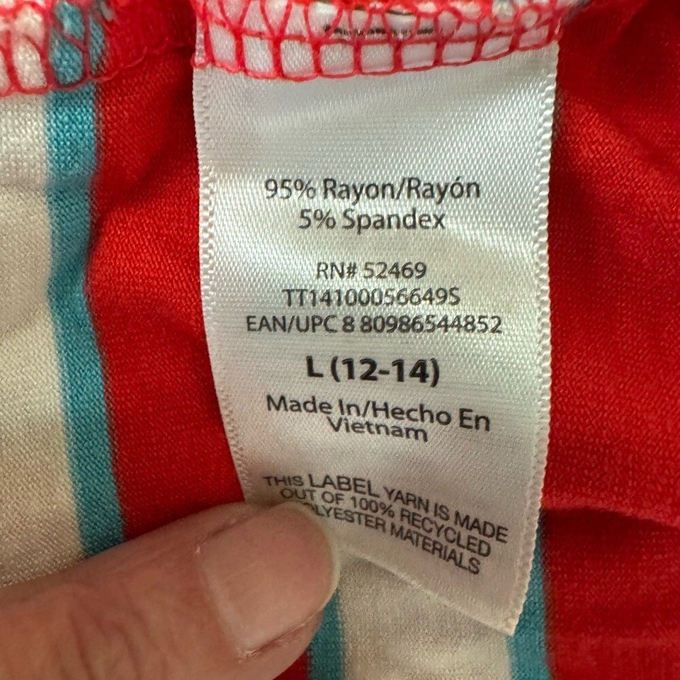 E-190 Time & Tru Red Teal & White Stripe Sleeveless Pullover MIDI Dress ...