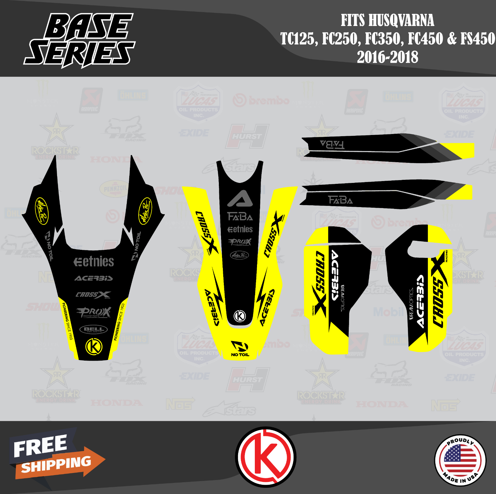 Graphics Kit for Husqvarna TC125 FC250 FC350 FC450 2016 2017 2018 Base ...