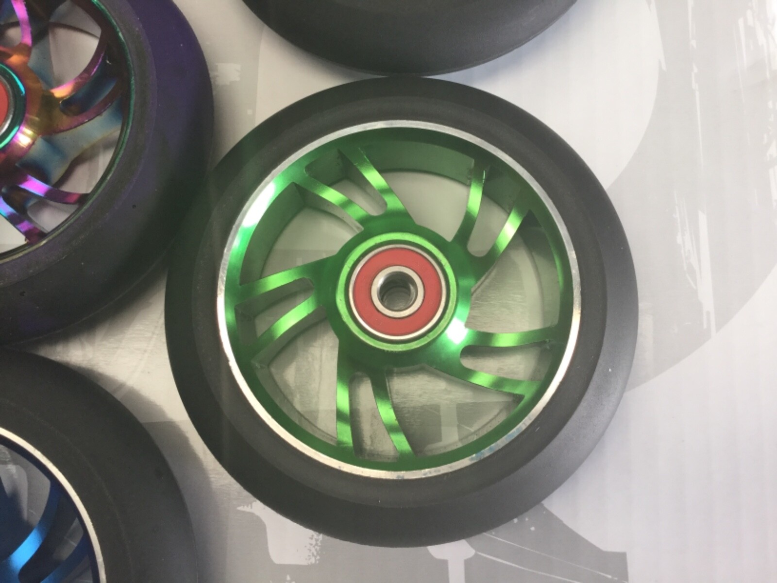 110mm Alloy Scooter Wheel Black Blue Green Jet fuel-Oil slick Red ...