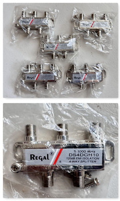 Lot of 5 REGAL DS4DGH10 4-Way Splitters (5-1000MHz) 120dB EMI Isolation ...