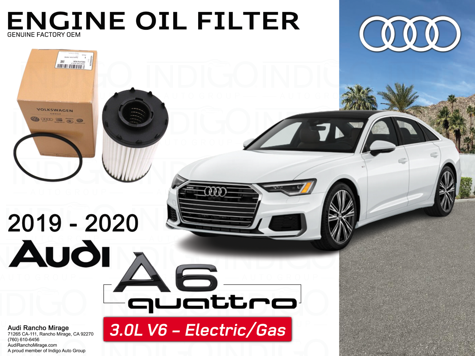 2019-2020 AUDI A6 QUATTRO Genuine OEM ENGINE Oil Filter A6Q-06M-198-405 ...