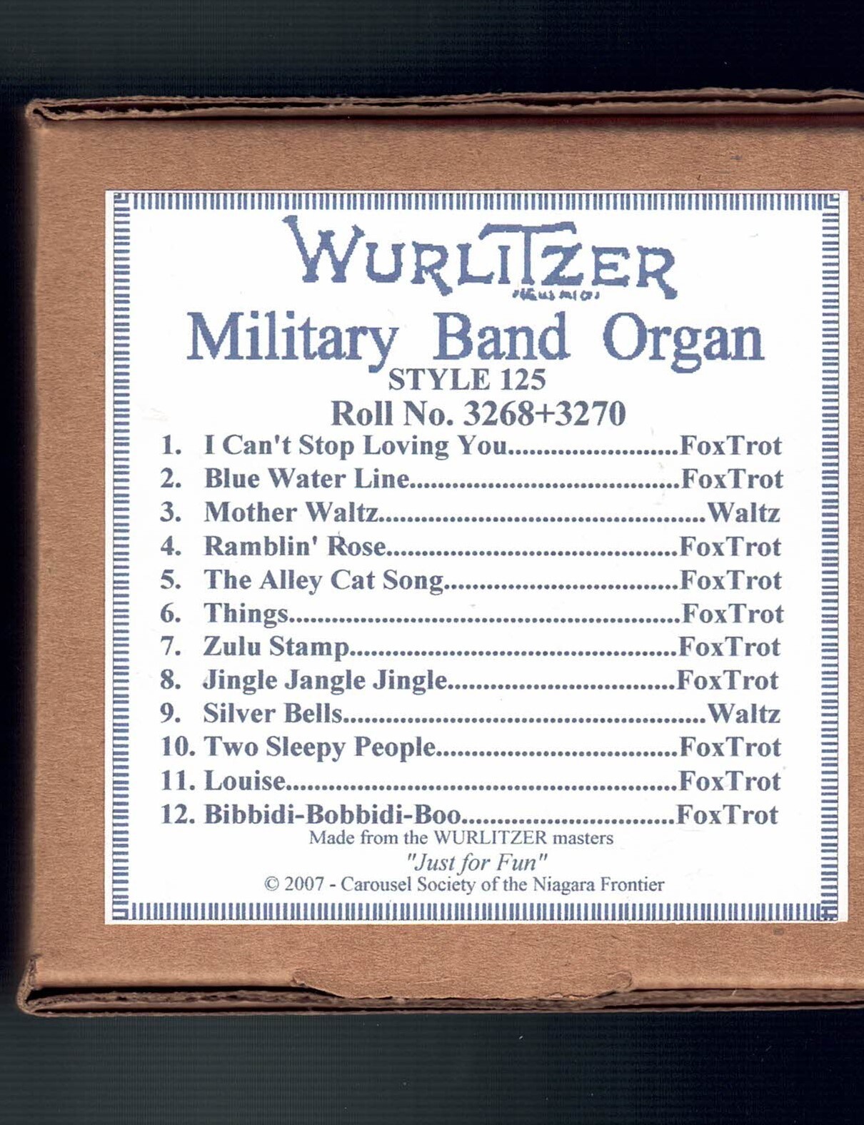 WURLITZER STYLE 125 BAND ORGAN MUSIC ROLL NO. 3268-3270 | eBay