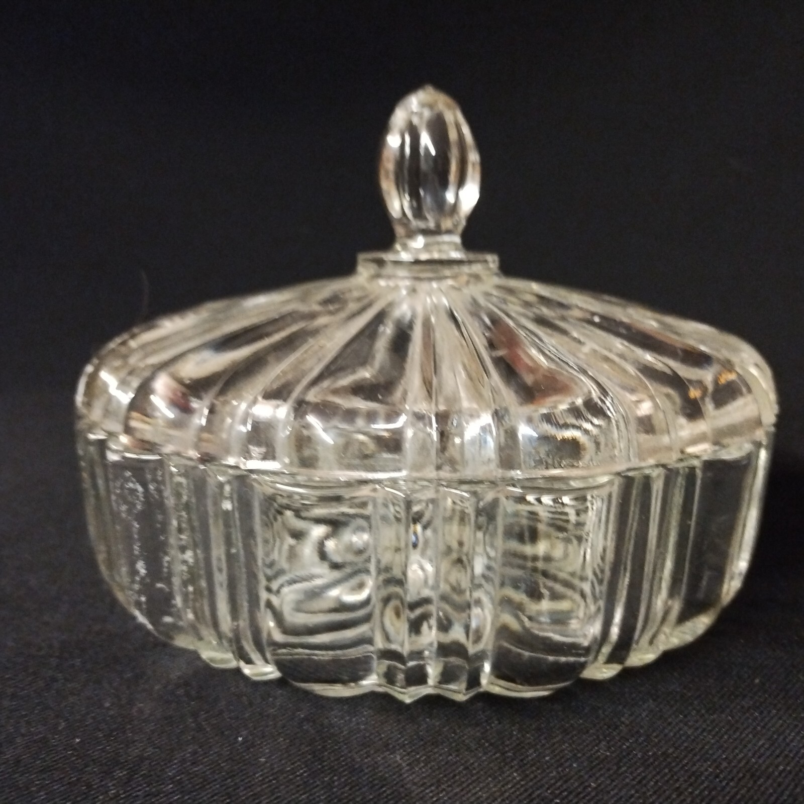Vintage Anchor Hocking Old Cafe Web Dot Clear Glass Candy Dish & Lid ...