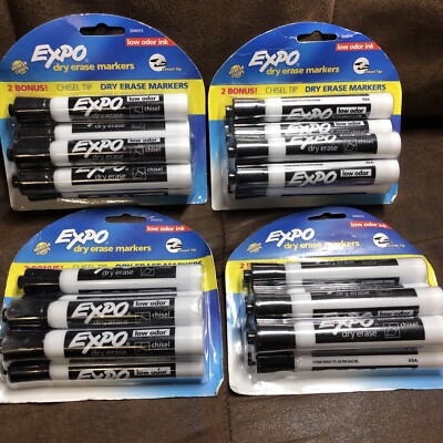 EXPO Low-Odor Dry Erase Markers, Chisel Tip, Black, 24 Markers (4x6 ...