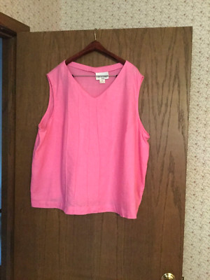 Women's Sleeveless David Dart Pink V-Neck 100% Linen Top Size 3X | eBay