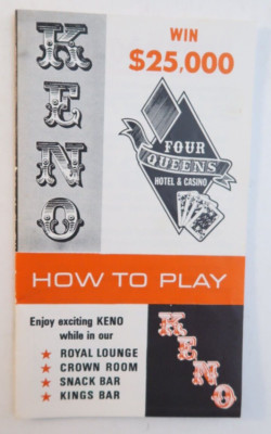 Keno How To Play Keno Four Queens Hotel & Casino Booklet Las Vegas ...
