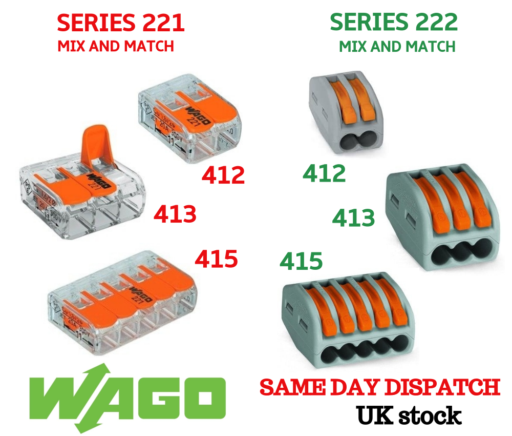 WAGO SERIES 221/222 Electrical Connectors Wire Block Clamp Terminal ...