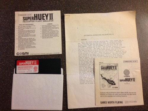 Commodore 64 game by Cosmi "Super Huey II" 1986 helicopter flight ...