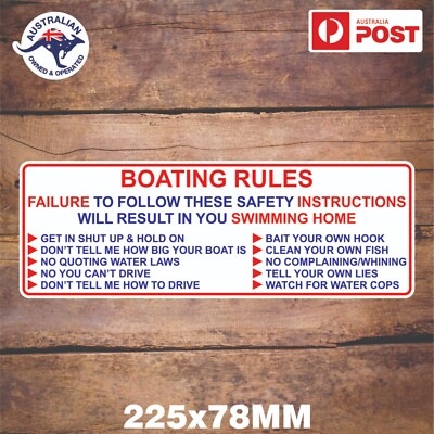 BOATING RULES STICKER FISHING TACKLE BOX BOAT DECAL | eBay Australia