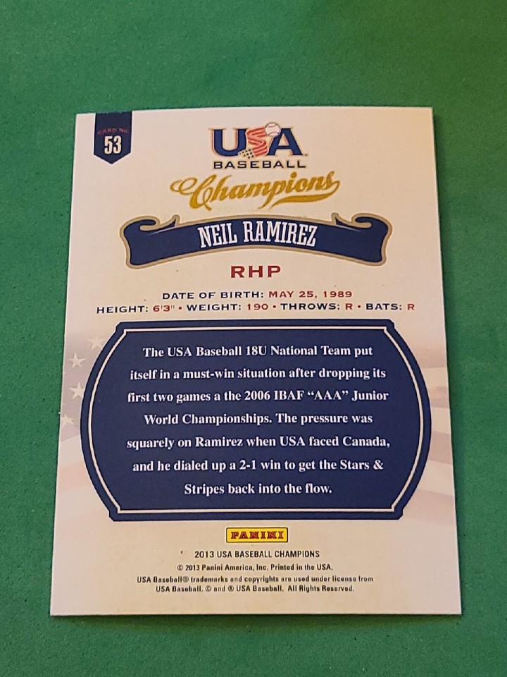 2013 Neil Ramirez Panini USA Baseball Champions #53 | eBay
