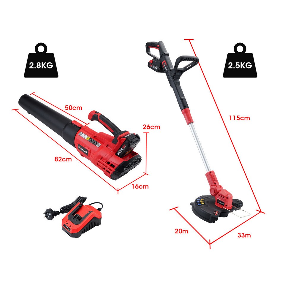 20V Cordless Line Trimmer Electric Whipper Snipper & Leaf Blower Combo ...