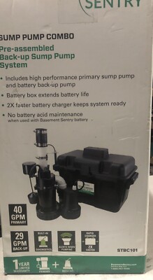 Basement Sentry Pre-assembled Back-up Sump Pump System STBC101 NEW IN ...