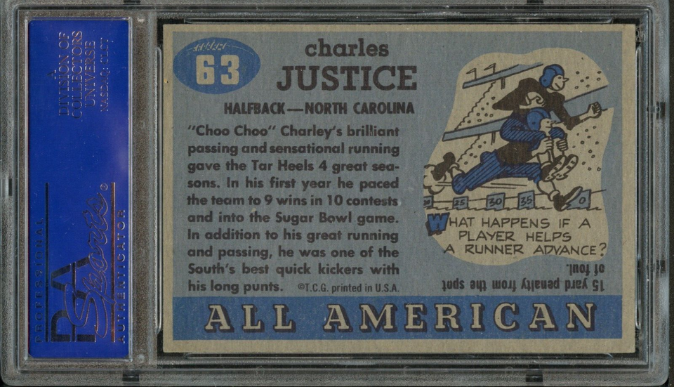 FB - 1955 Topps All American - #63 - Charlie Justice - PSA 7 - NM | eBay
