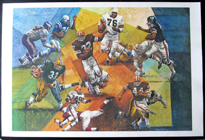 NFL HALL OF FAME RUNNING BACKS ART PRINT 24X36 JIM BROWN GALE SAYERS ...