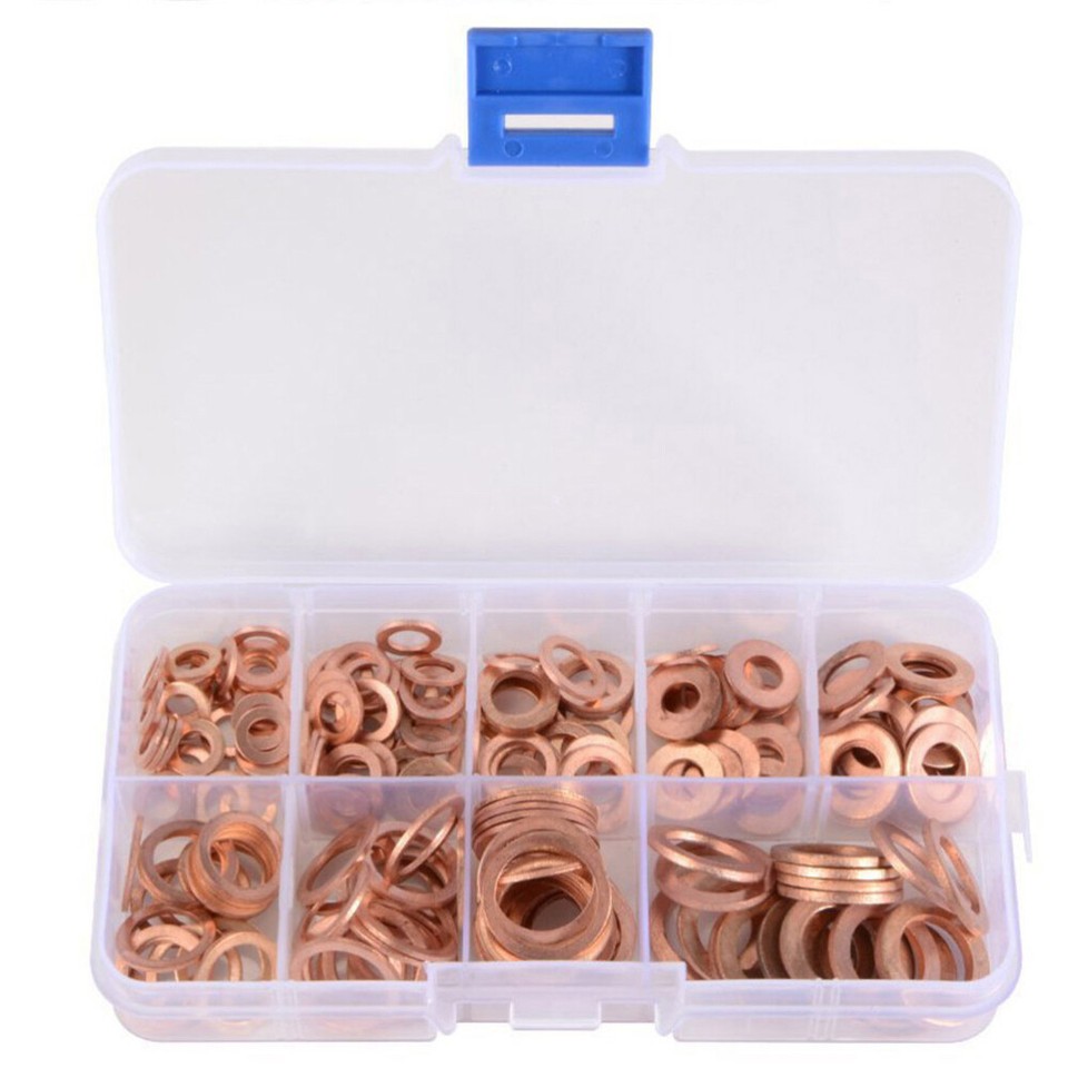 80Pcs Copper Crush Washer Assortment SAE Flat Ring Brake Line Seal | eBay