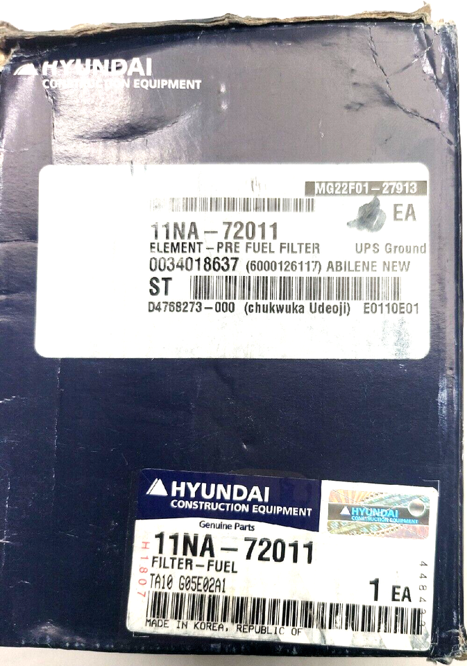 Hyundai Construction Equip. 11NA-72011 Filter Pre Fuel | eBay