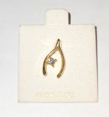 Vintage Gold Tone Wishbone Pin white Enamel Unique Lapel Tie Pin VG | eBay