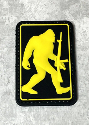 Sasquatch Bigfoot Tactical Gun PVC Patch, Morale Squatch M16 Rubber PVC ...