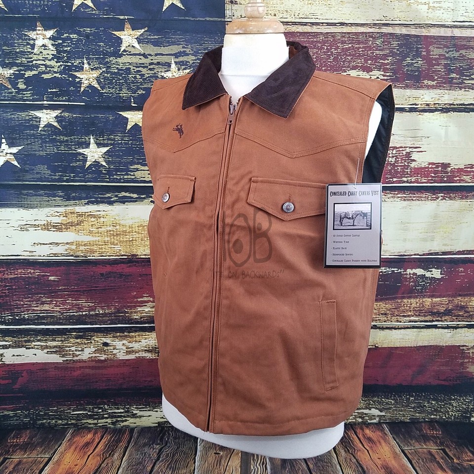 Wyoming Traders Mens Cody Conceal Carry Zip Up Canvas Ranch Wear Cowboy ...