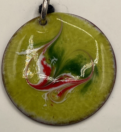 MEAB Artisan NECKLACE hand crafted IRELAND green red swirls copper ...