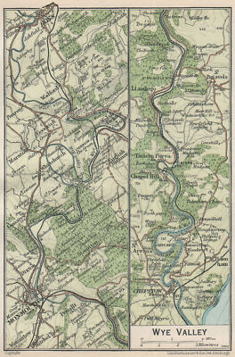 WYE VALLEY. Vintage map plan. Monmouth Ross-on-Wye Chepstow 1930 old ...