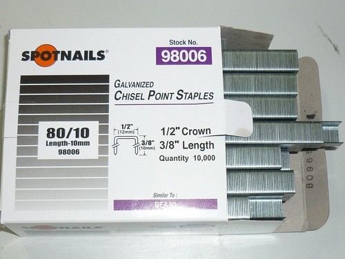 Spotnails 98006 Galvanized Chisel Point Staples 1/2" 12mm crown 3/8 ...