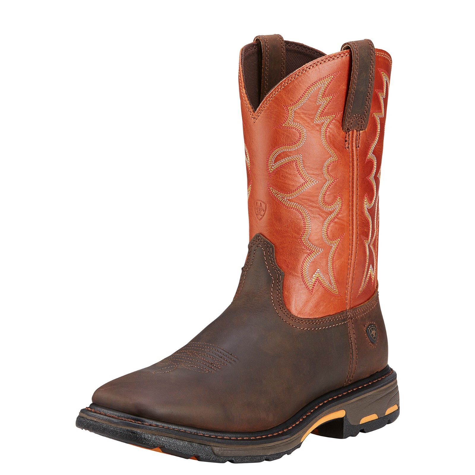 Ariat®️ Men's Workhog Wide Square Toe Work Boots Dk Eth/Brick/Soft Toe ...