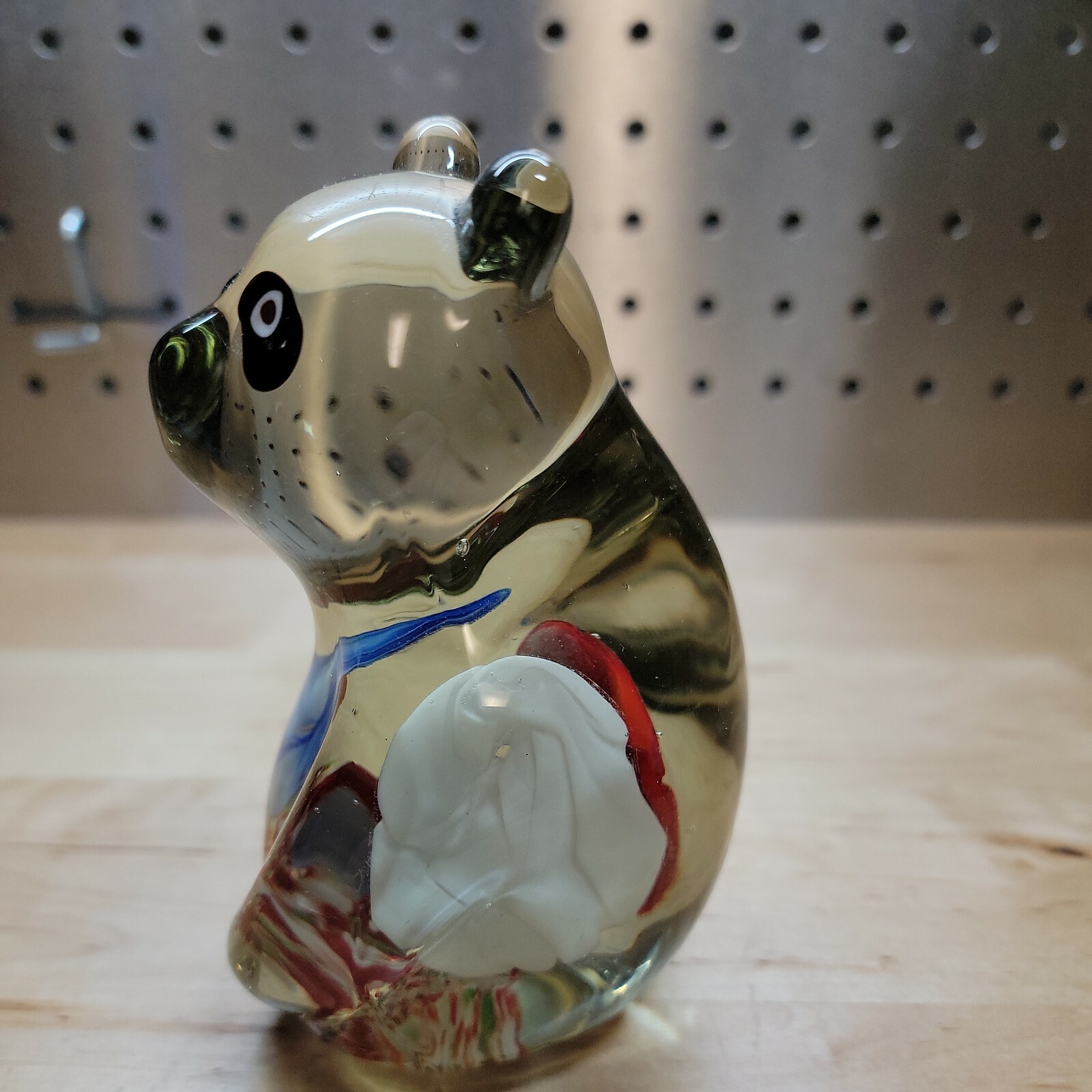 Paperweight Glass Panda, Multicolor Flowers Encased In Clear Glass | eBay