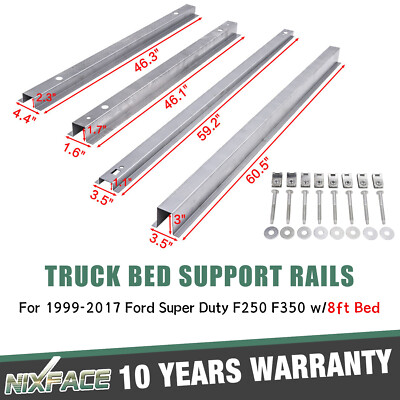 4x Truck Bed Support Rails For 99-17 Ford Super Duty F250 F350 8ft Bed ...
