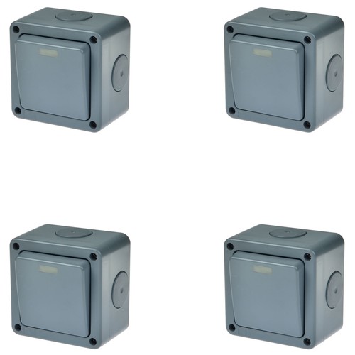 4 Pack Weatherproof Exterior Outdoor Light Switch Garden 10 Amp IP66 ...
