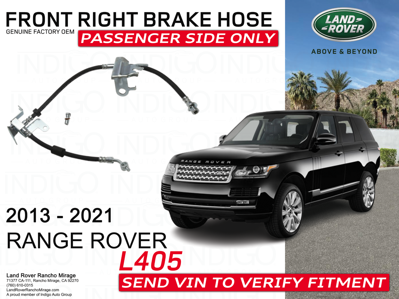 2013-2021 RANGE ROVER L405 Genuine Land-Rover Brake Hose R-LR079544 | eBay