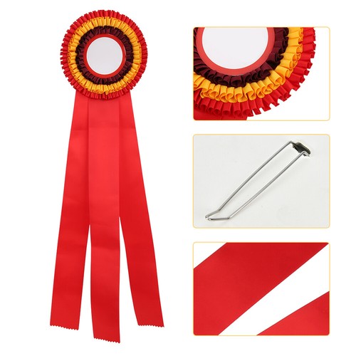 (Red)First Place Rosette Ribbon Badge Exquisite Small Winner Medal ...