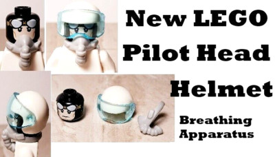 New LEGO Pilot Head Helmet Breathing Tube Apparatus Black Balaclava ...