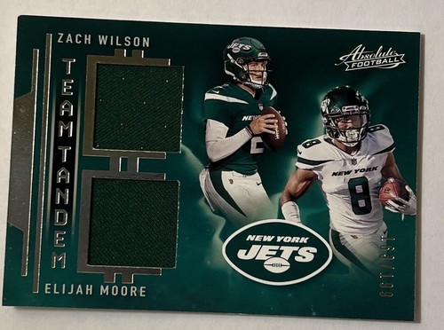 2021 Absolute Team Tandem Elijah Moore/ Zach Wilson Rookie Dual Patch ...