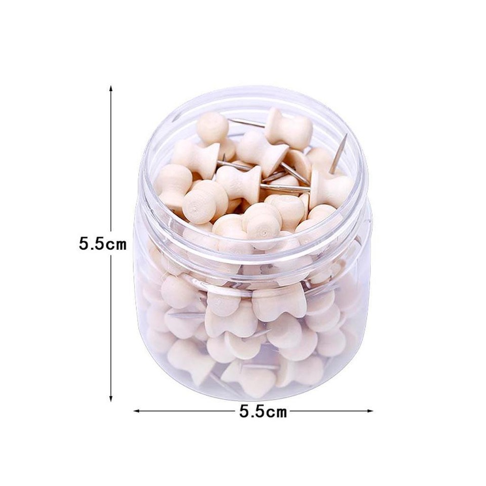 50 Wood Push Pins Map Pins Wooden Thumb Tacks Decorative Drawing Pin ...